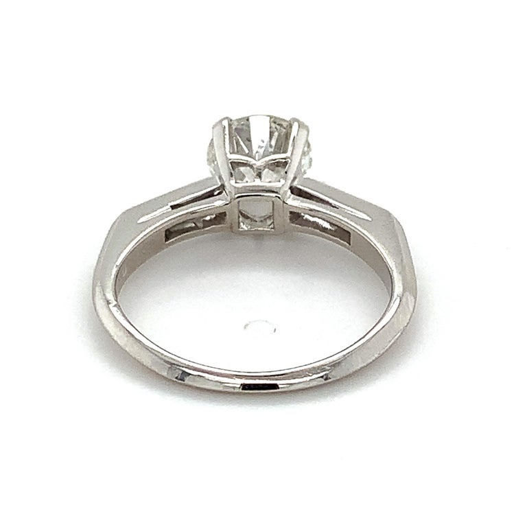 10% Irid 90% Plat GIA 1.38CT I-I1 European Cut Diamond and Straight Baguette Ring For Sale at ...