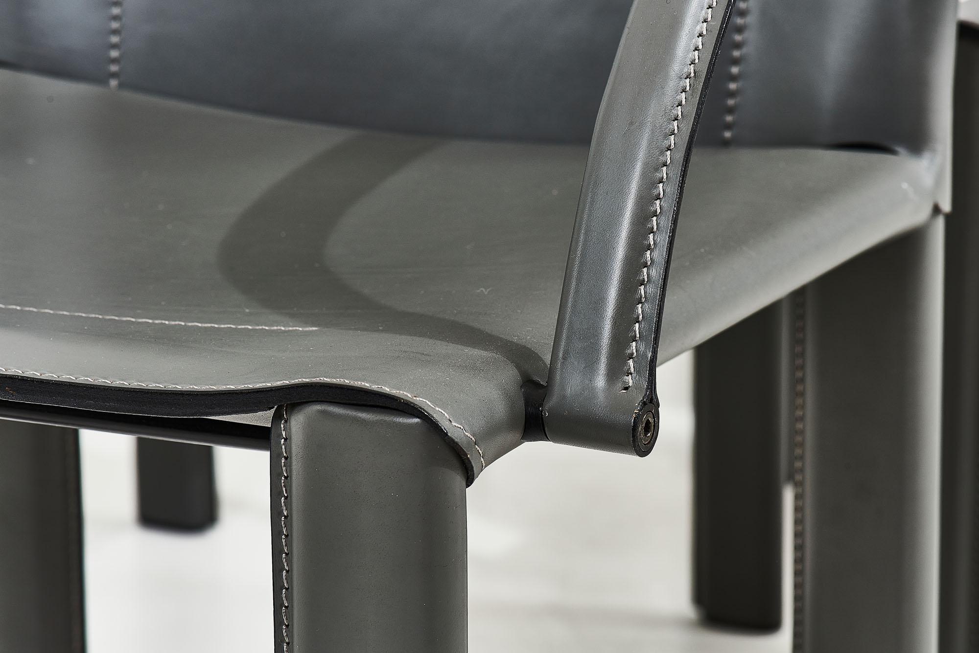 10 Italian Matteo Grassi Leather Dining Chairs by Carlo Bartoli, 1970 ...