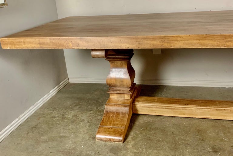 Italian Walnut Trestle Pedestal Dining Table at 1stDibs