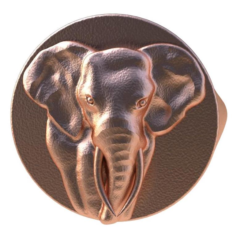 Customizable 10 Karat Pink Gold Elephant Tusks Signet Ring For Sale at ...