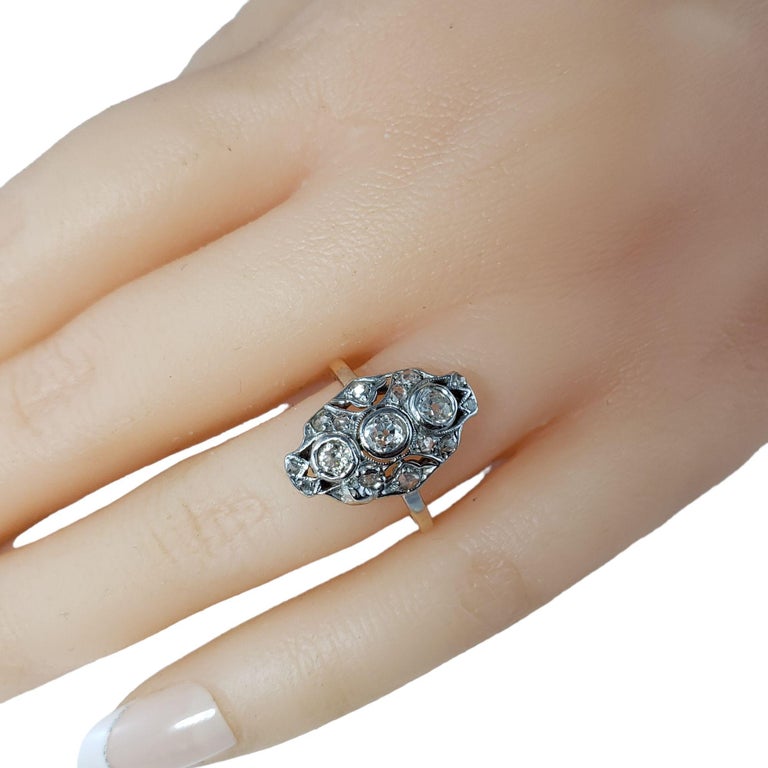10 Karat Two-Tone Gold and Diamond Ring For Sale at 1stDibs
