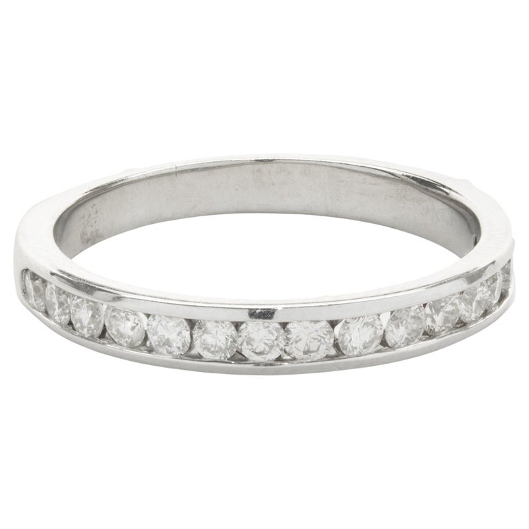 10 Karat White Gold Channel Set Round Brilliant Cut Diamond Band For ...