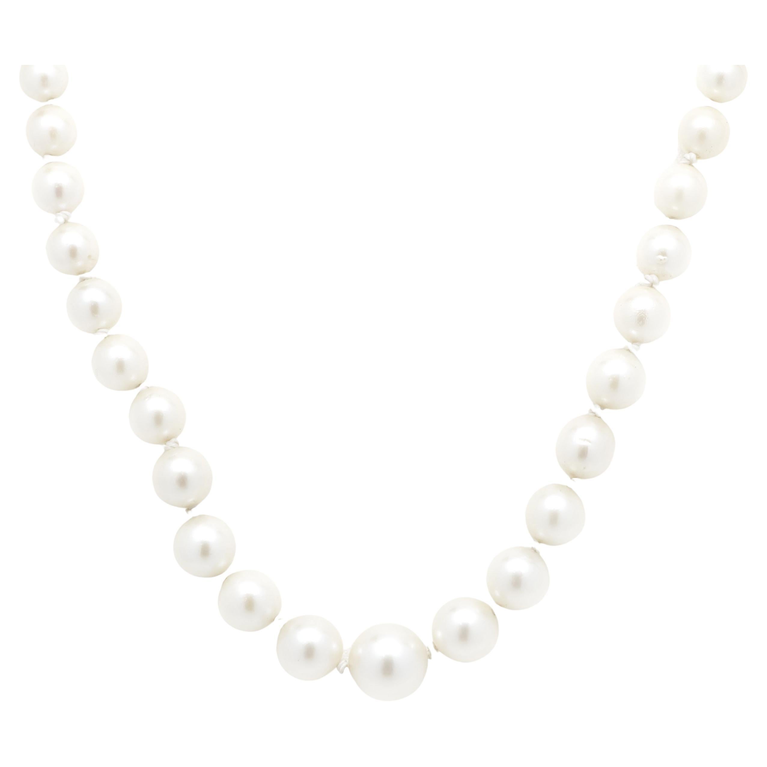 6 Carat Diamond Cultured Freshwater Pearl White Gold Wire Necklace For
