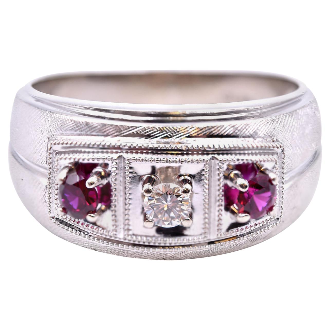 10 Karat White Gold Ruby and Diamond Ring at 1stDibs