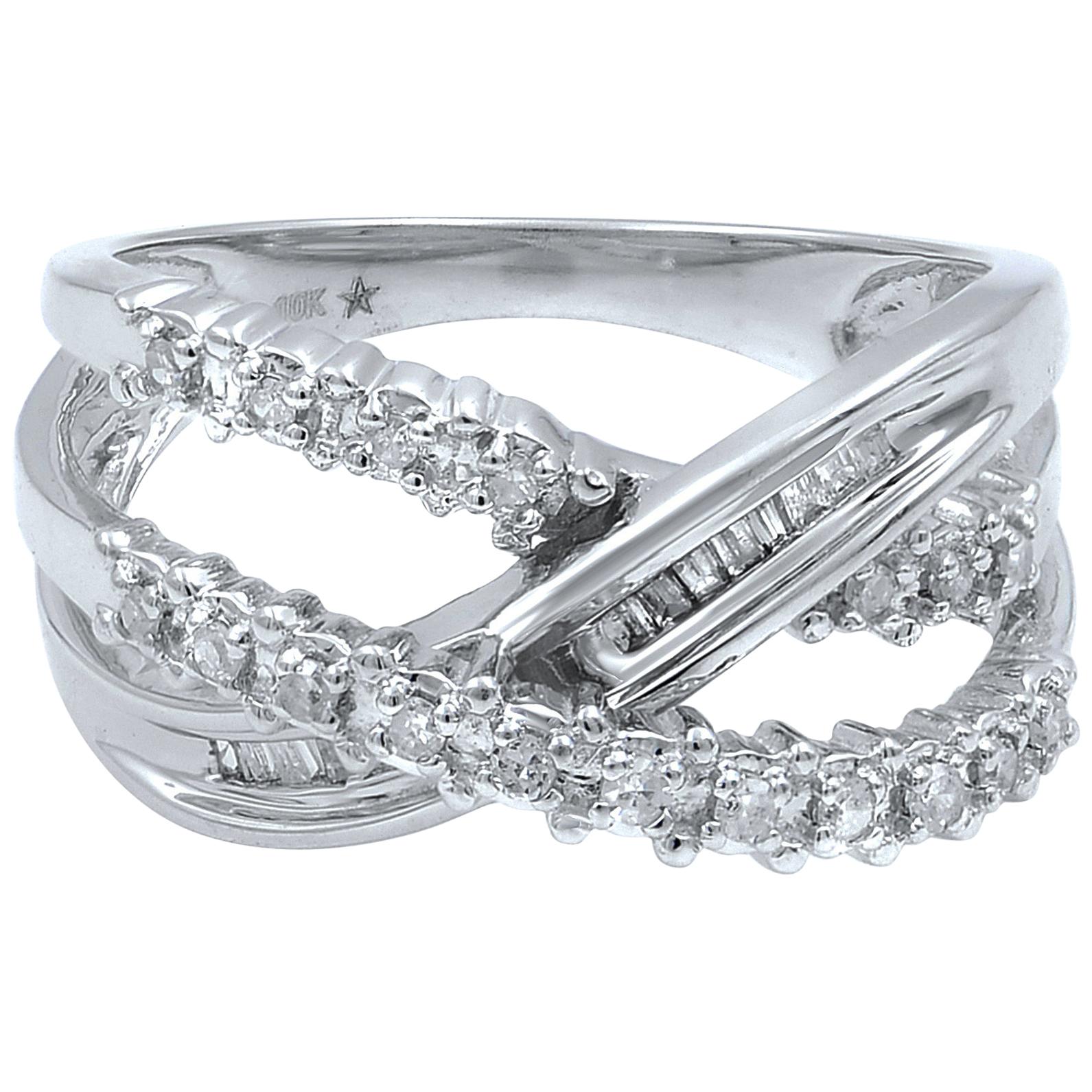 Gold Crossover Diamond Ring For Sale at 1stDibs