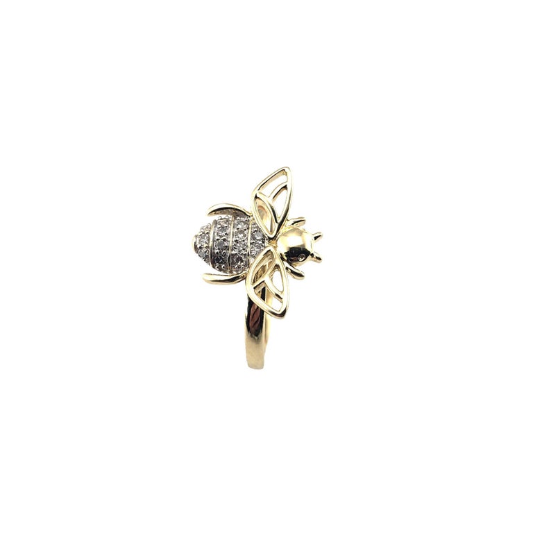 10 Karat Yellow Gold and Diamond Bumble Bee Ring For Sale at 1stDibs