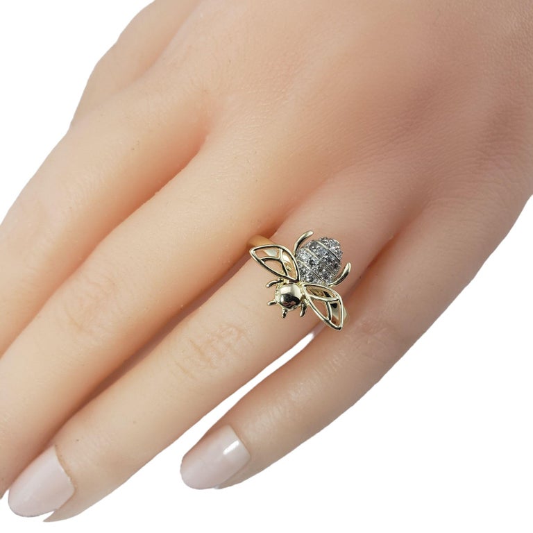 10 Karat Yellow Gold and Diamond Bumble Bee Ring For Sale at 1stDibs