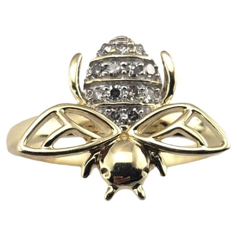 10 Karat Yellow Gold and Diamond Bumble Bee Ring For Sale at 1stDibs
