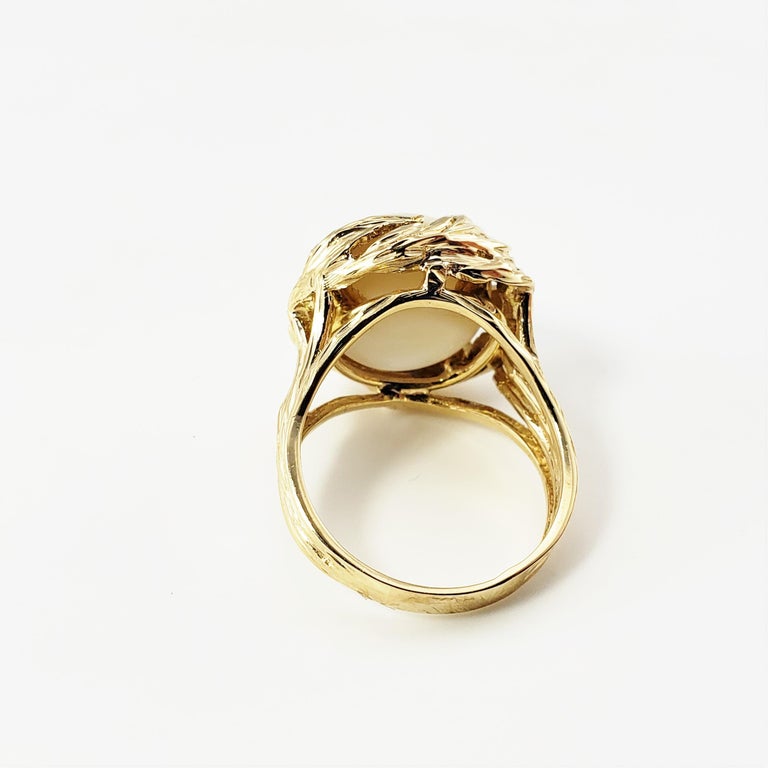 10 Karat Yellow Gold and Pearl Ring For Sale at 1stDibs