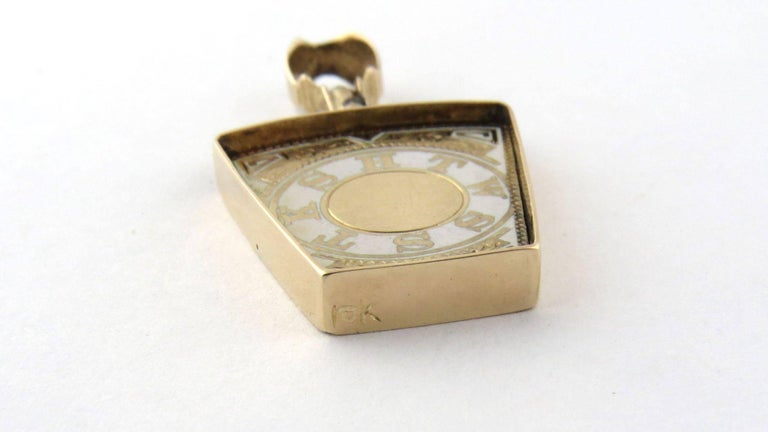 10 Karat Yellow Gold and White Enamel Masonic Royal Arch Keystone FOB ...