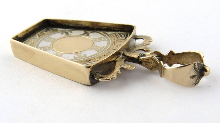 10 Karat Yellow Gold and White Enamel Masonic Royal Arch Keystone FOB ...