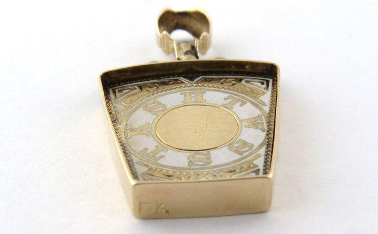 10 Karat Yellow Gold and White Enamel Masonic Royal Arch Keystone FOB ...
