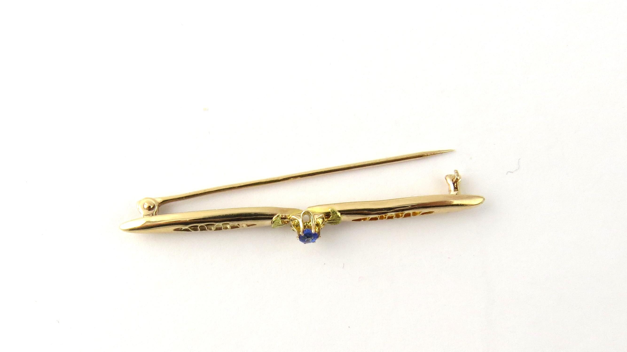 10 Karat Yellow Gold Bar Brooch/Pin at 1stDibs
