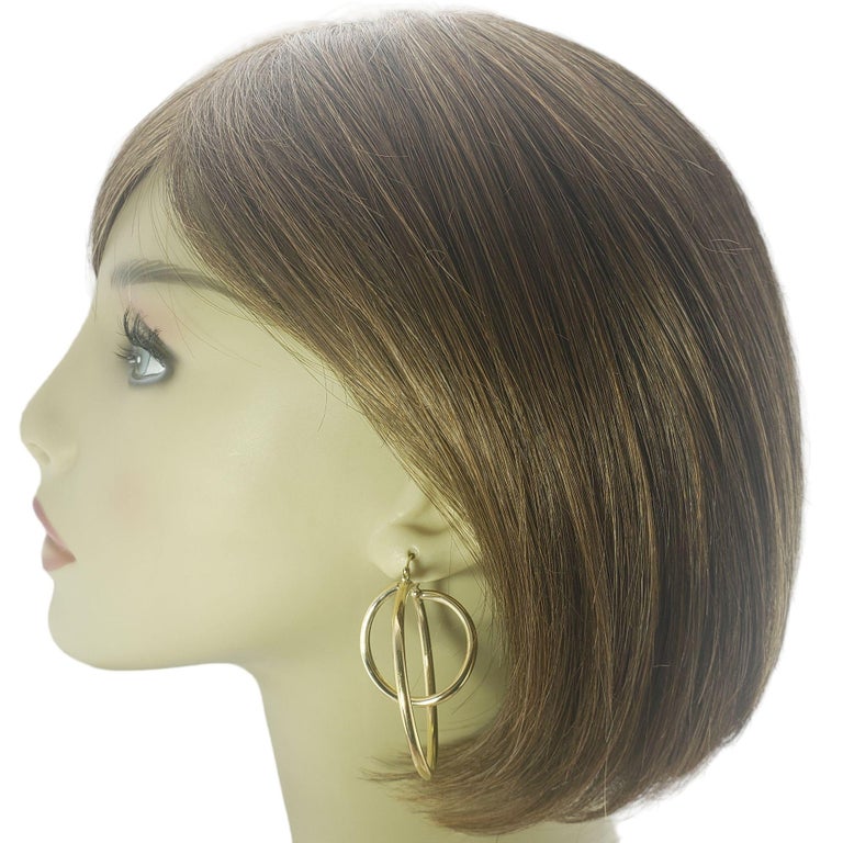 10 Karat Yellow Gold Double Hoop Earrings For Sale at 1stDibs