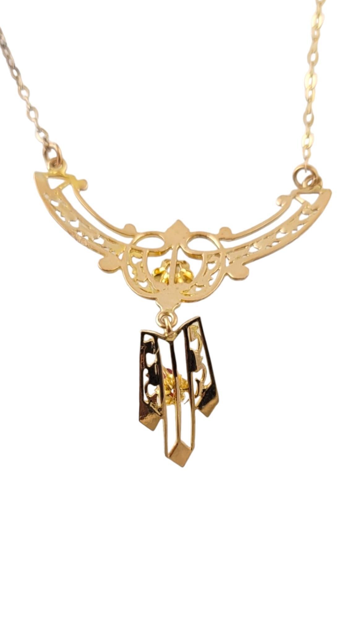 10 Karat Yellow Gold Filagree Drop Pearl Necklace #17779 For Sale at ...