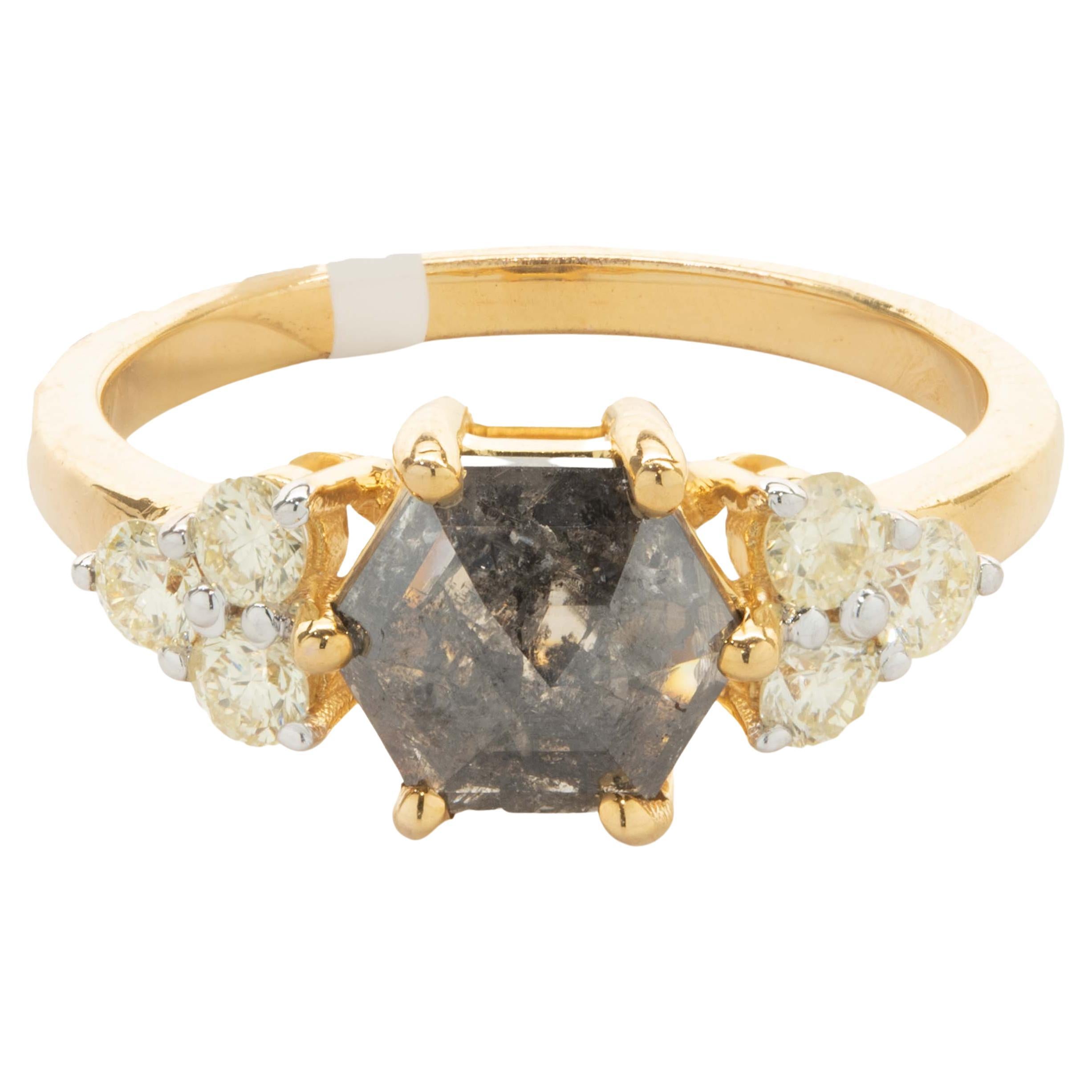 10 Karat Yellow Gold Galaxy Diamond Ring with Diamond Accents For Sale ...