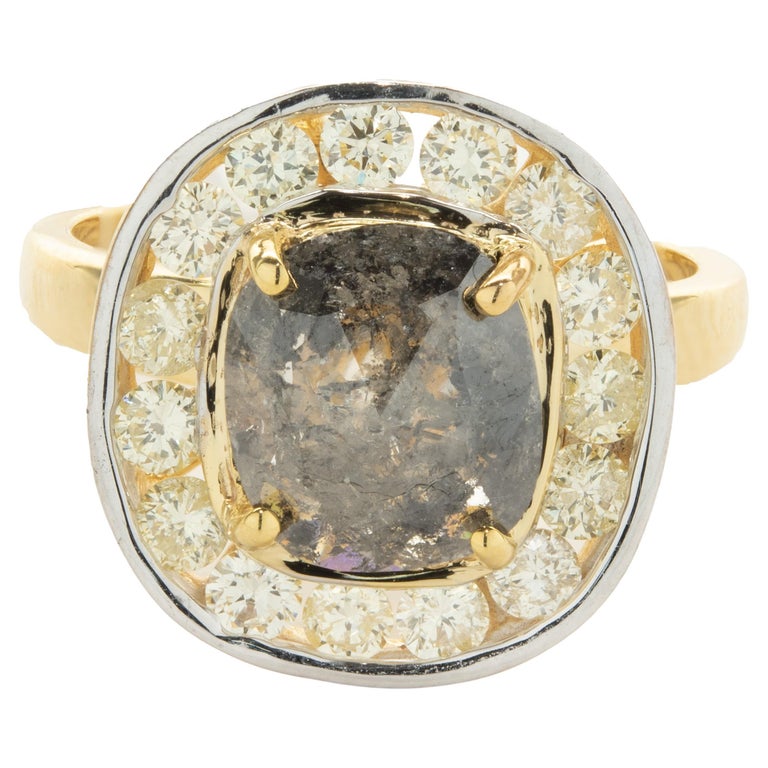 10 Karat Yellow Gold Galaxy Diamond with Channel Set Diamond Halo at ...