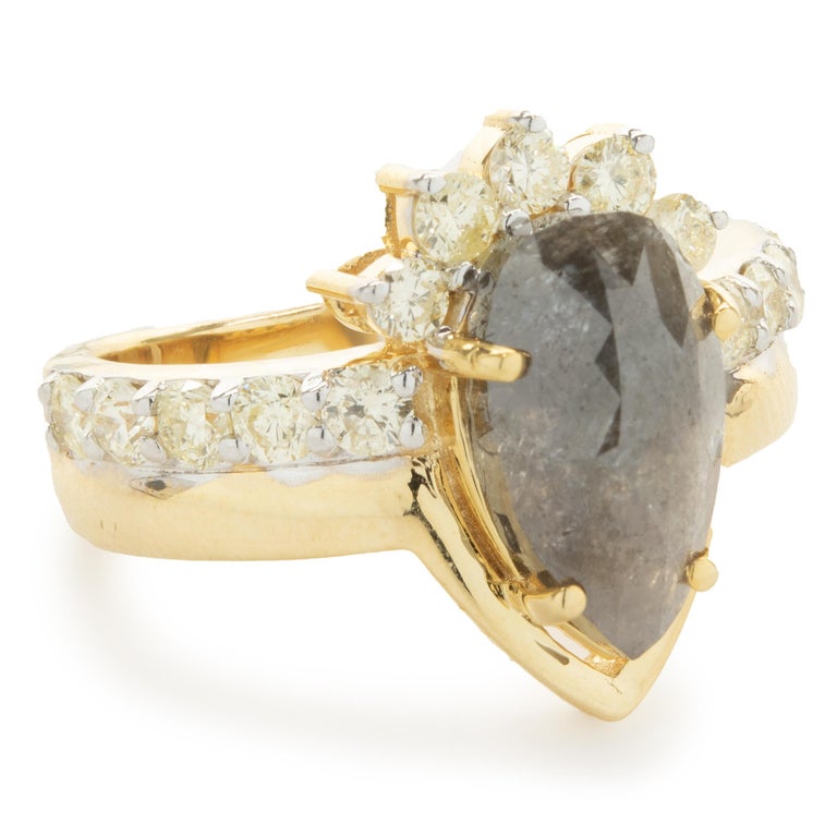 10 Karat Yellow Gold Galaxy Diamond With Diamond Crown Halo For Sale at ...