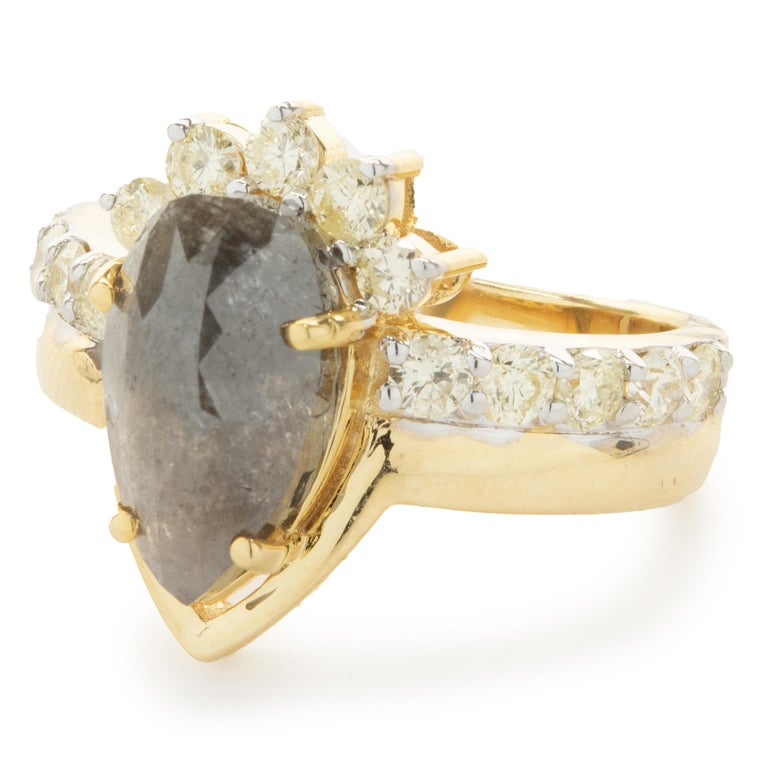 10 Karat Yellow Gold Galaxy Diamond With Diamond Crown Halo For Sale at ...