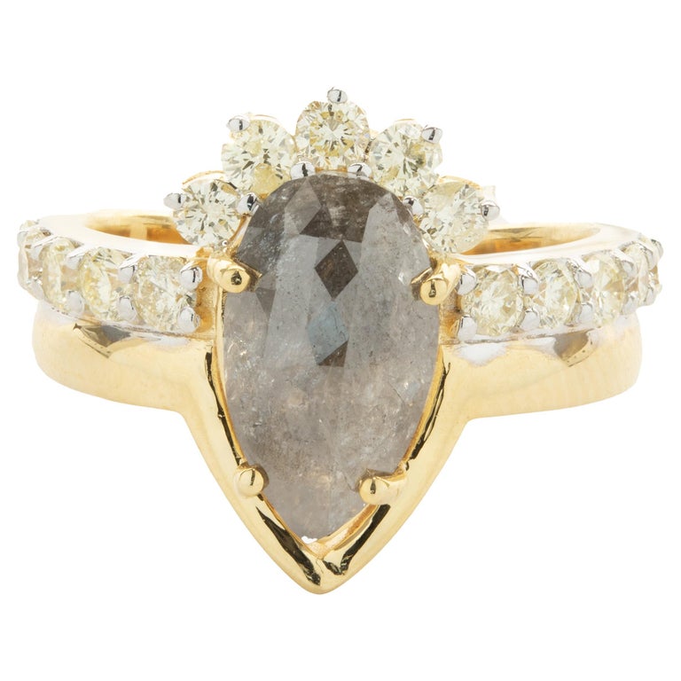 10 Karat Yellow Gold Galaxy Diamond With Diamond Crown Halo For Sale at ...