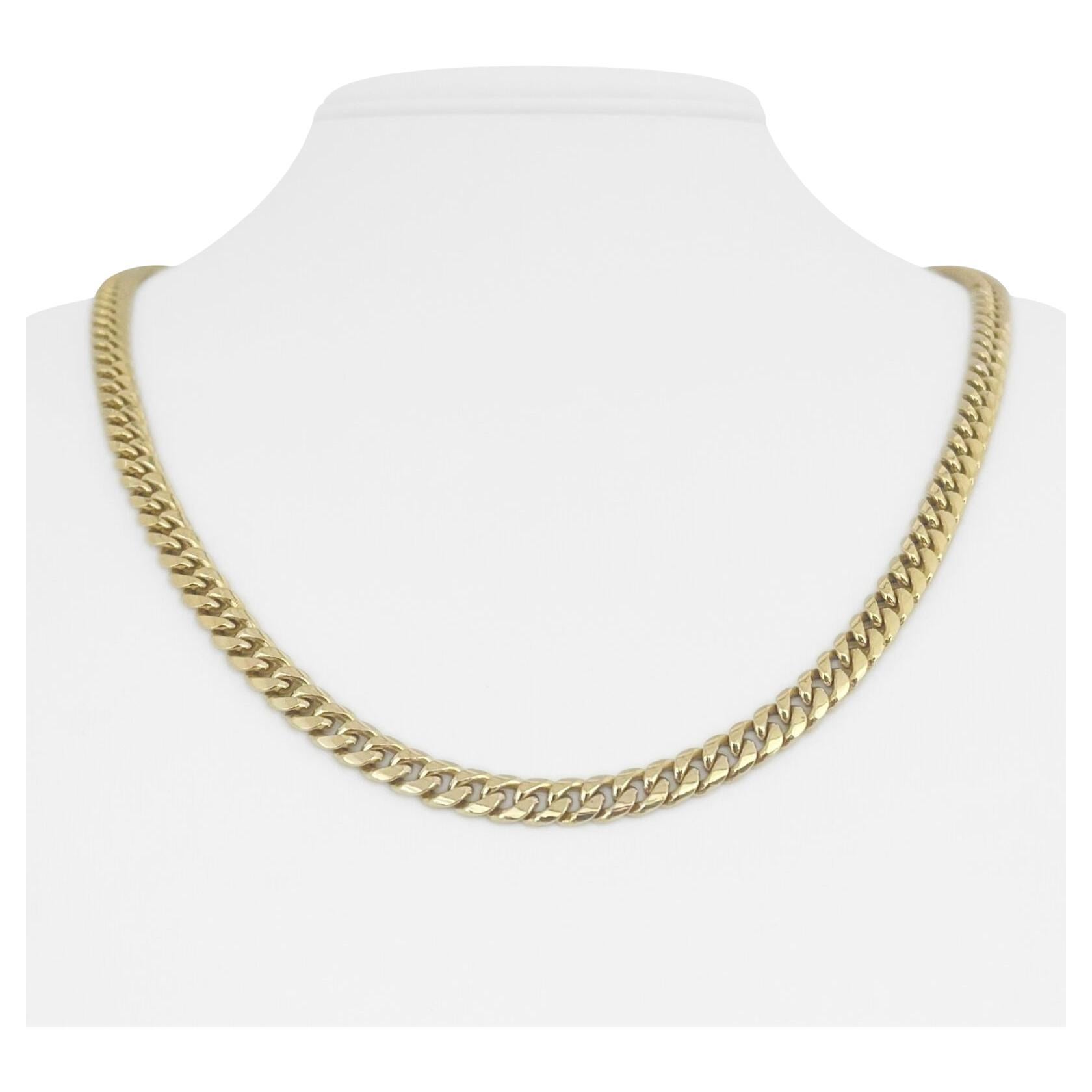 10 Karat Yellow Gold Hollow Cuban Curb Link Chain Necklace Italy For ...