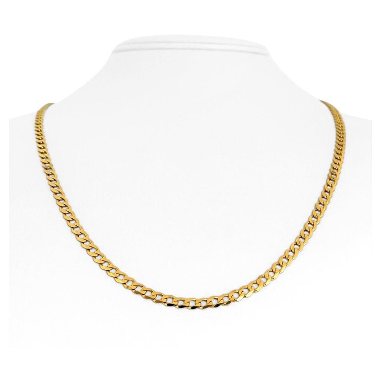 10 Karat Yellow Gold Hollow Flat Curb Link Chain Necklace Turkey For ...