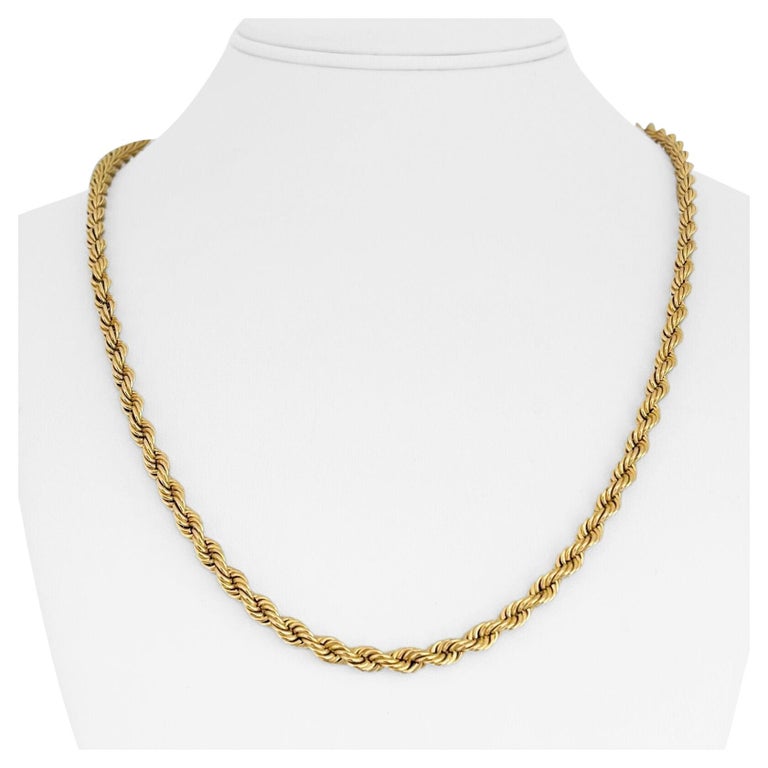 10 Karat Yellow Gold Hollow Light Rope Chain Necklace For Sale at 1stDibs