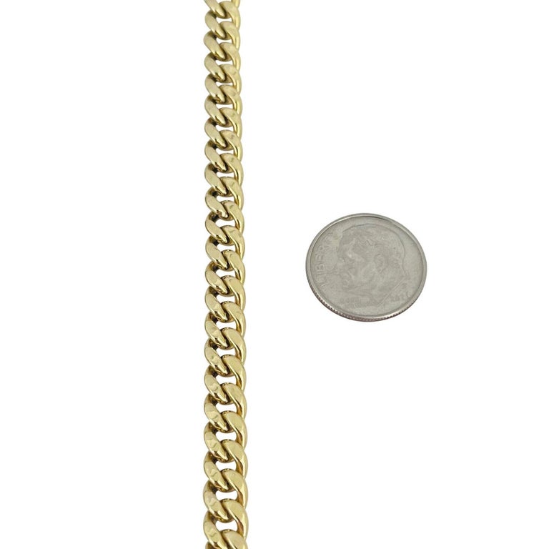 10 Karat Yellow Gold Hollow Polished Curb Link Chain Necklace For Sale ...