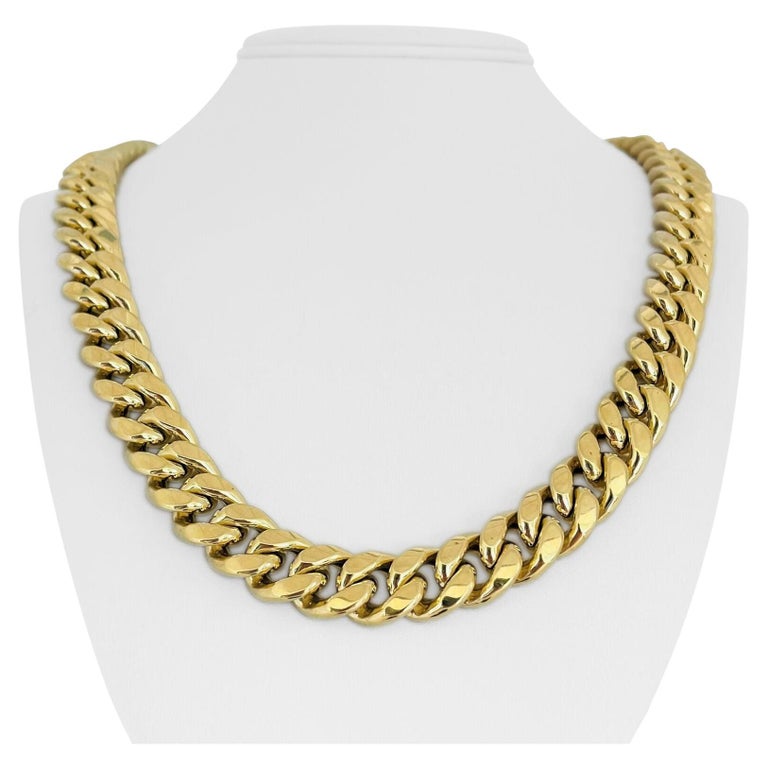 10 Karat Yellow Gold Hollow Thick Cuban Curb Link Chain Necklace For ...