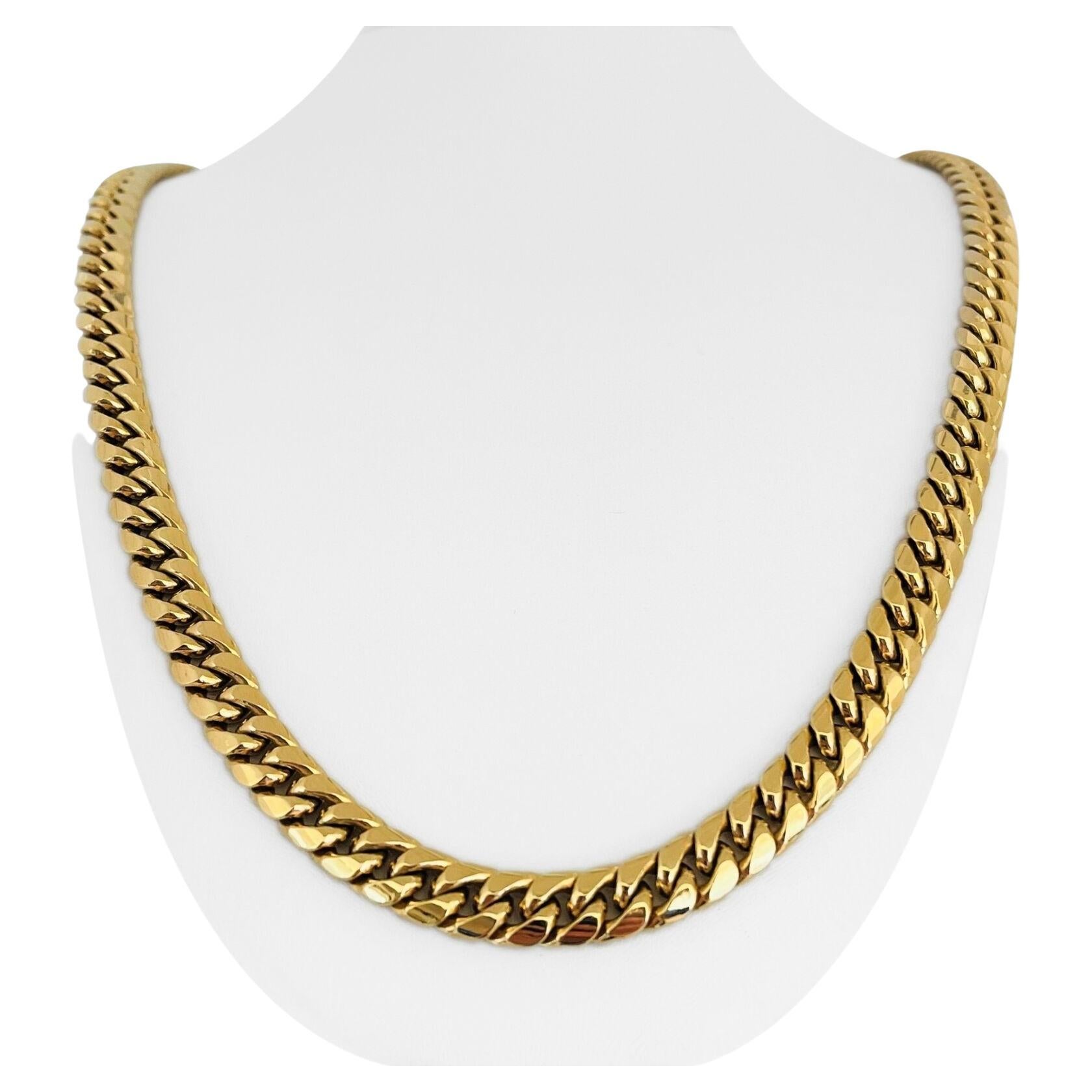 14 Karat Yellow Gold Hollow Thick Ladies Curb Link Chain Necklace For ...