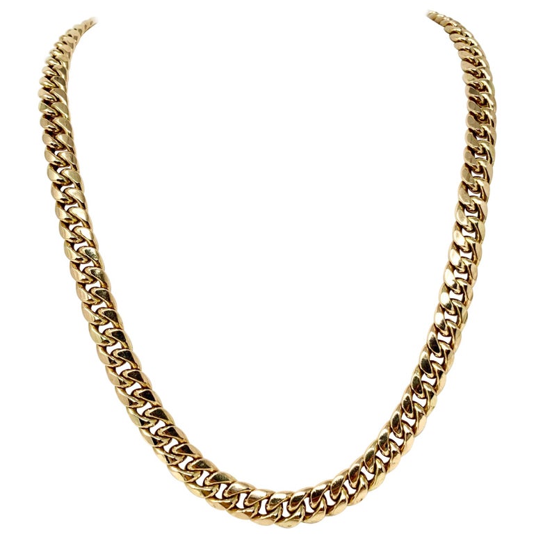 10 Karat Yellow Gold Men's Cuban Curb Link Chain Necklace For Sale at ...