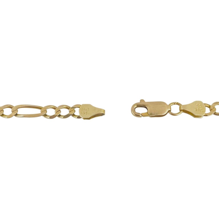 10 Karat Yellow Gold Semi Solid Figaro Link Chain Necklace, Italy For ...