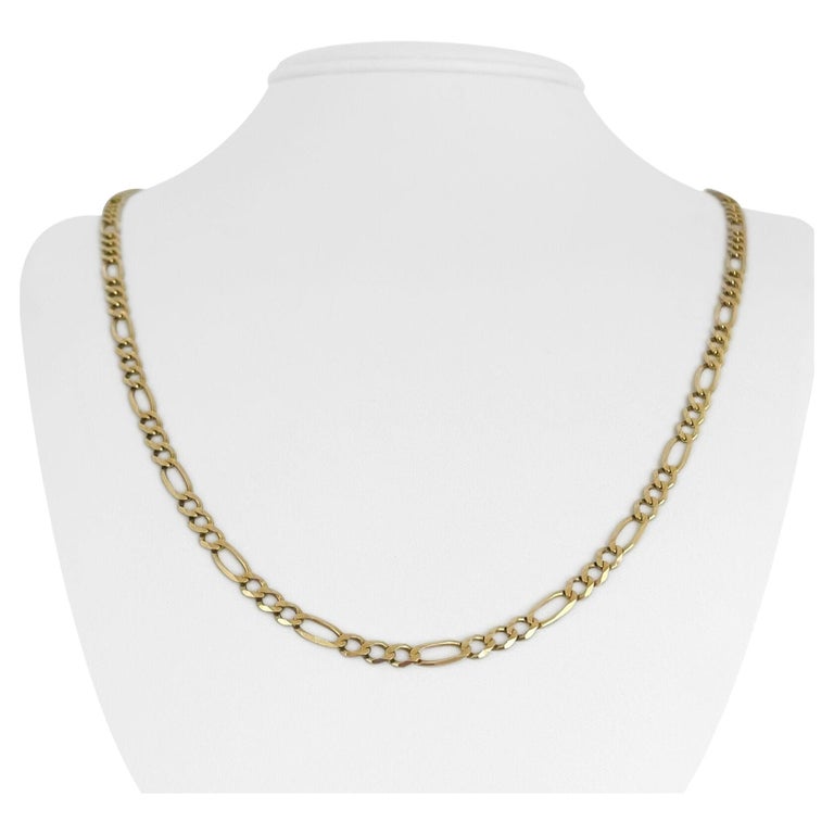 10 Karat Yellow Gold Semi Solid Figaro Link Chain Necklace, Italy For ...