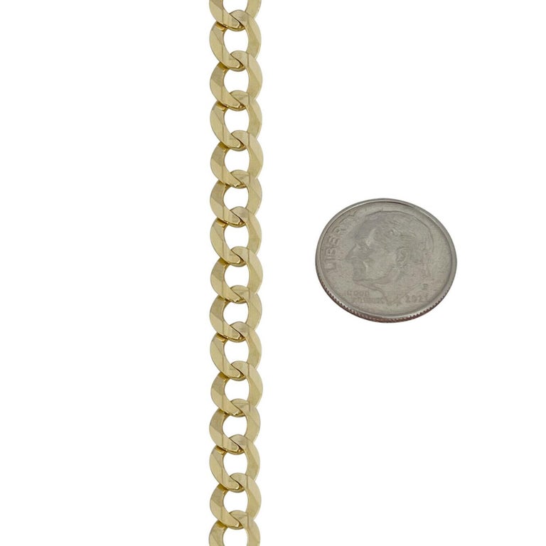 10 Karat Yellow Gold Solid Flat Curb Link Chain Necklace For Sale at ...