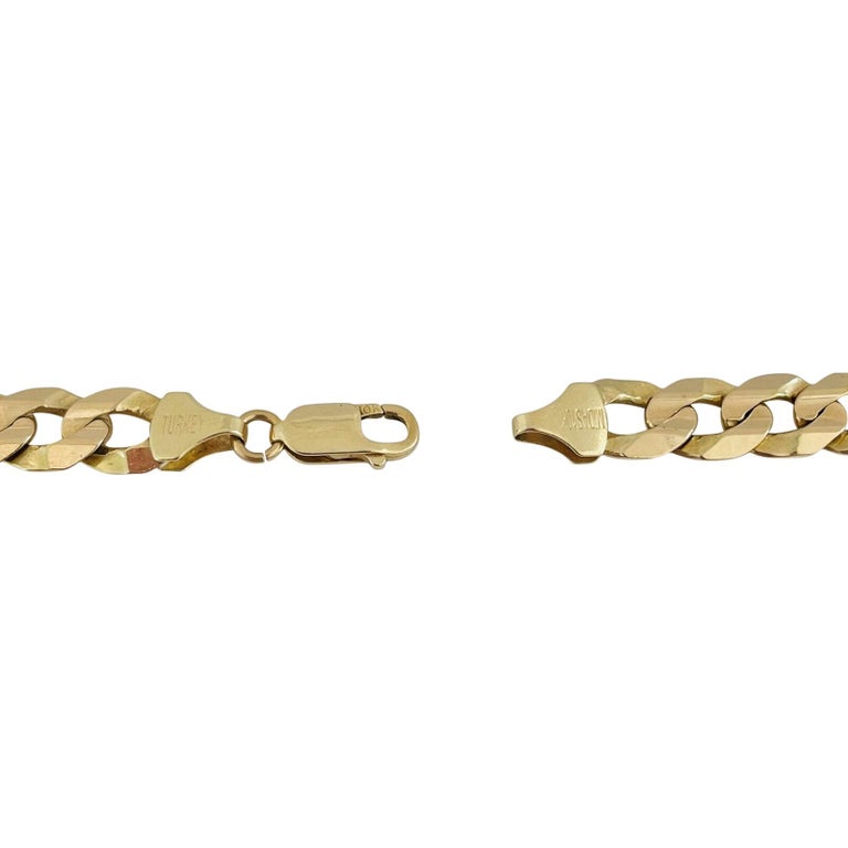 10 Karat Yellow Gold Solid Flat Curb Link Chain Necklace, Turkey For ...