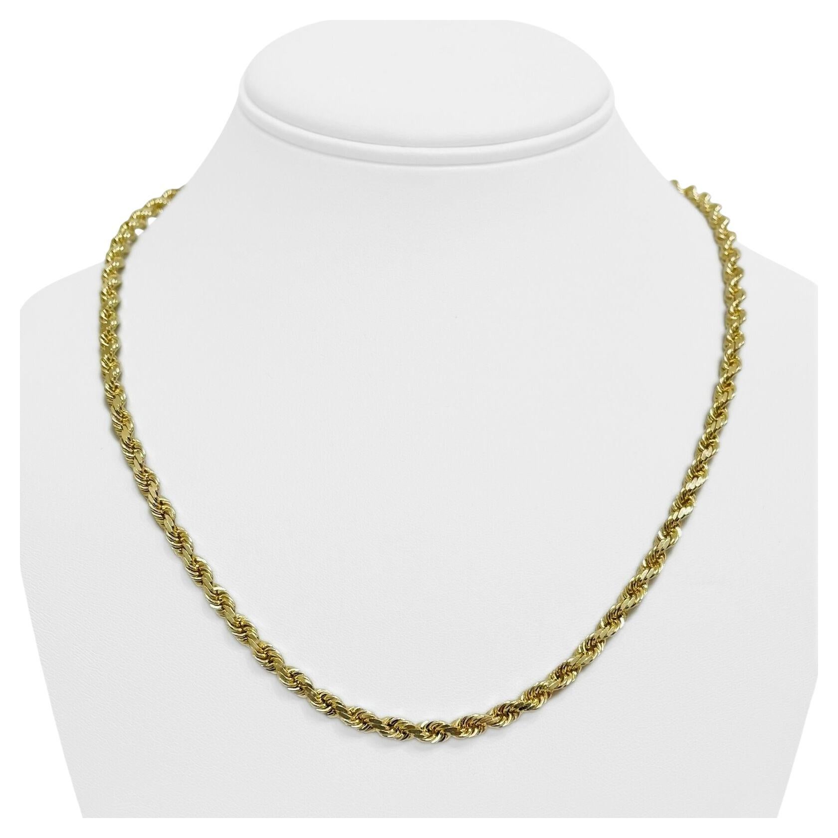 14 Karat Yellow Gold Solid Heavy Diamond Cut Rope Chain Necklace Peru ...