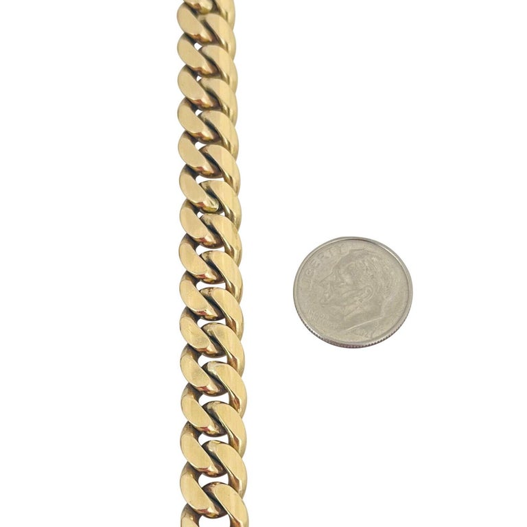 10 Karat Yellow Gold Solid Heavy Men's Cuban Link Chain Necklace For ...