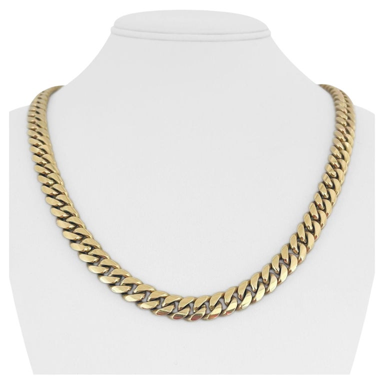 10 Karat Yellow Gold Solid Heavy Men's Cuban Link Chain Necklace For ...