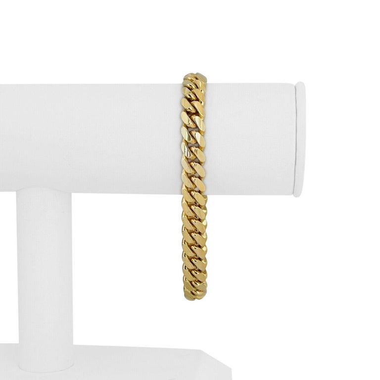 10 Karat Yellow Gold Solid Men's High Polish Cuban Curb Link Bracelet ...