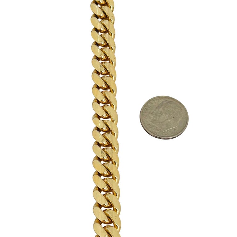 10 Karat Yellow Gold Solid Men's High Polish Cuban Curb Link Bracelet ...