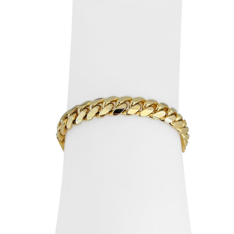 10 Karat Yellow Gold Solid Men's High Polish Cuban Curb Link Bracelet ...