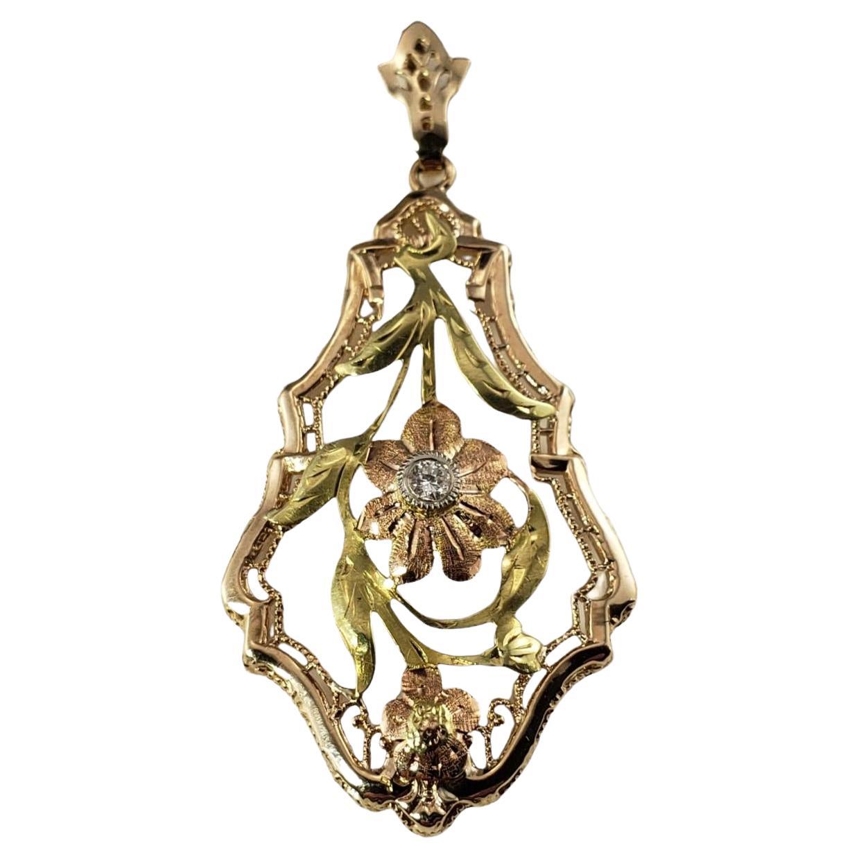 10 Karat Rose Gold Three Diamond Pendant Necklace #16627 For Sale at ...