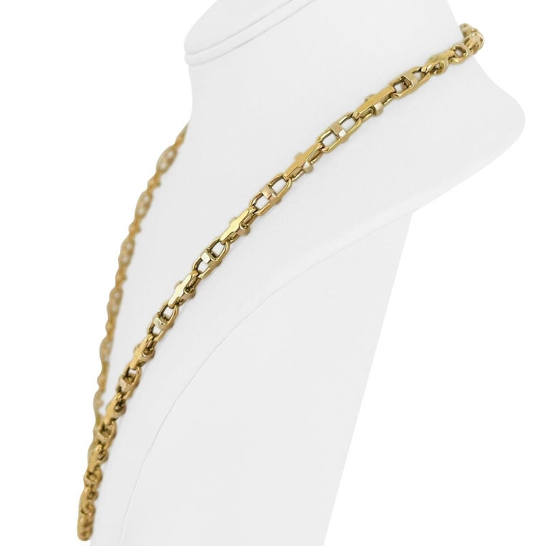 10 Karat Yellow and White Gold Solid Anchor Mariner Link Chain Necklace ...