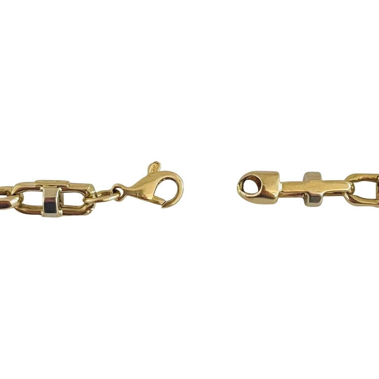 10 Karat Yellow and White Gold Solid Anchor Mariner Link Chain Necklace ...