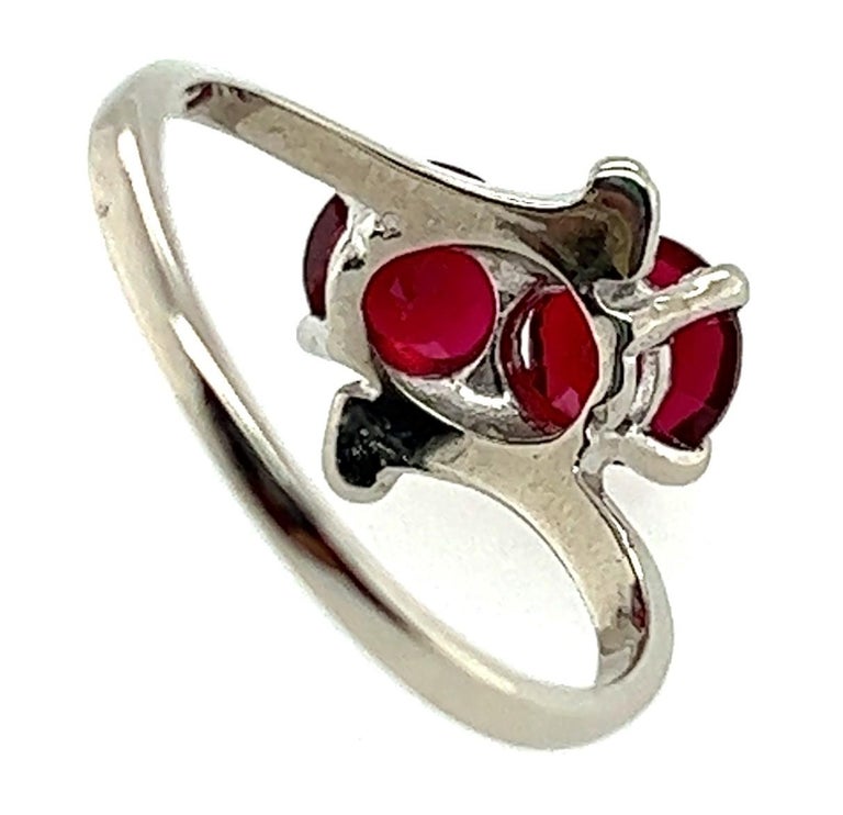 10 kt Double Stone Synthetic Ruby Ring For Sale at 1stDibs