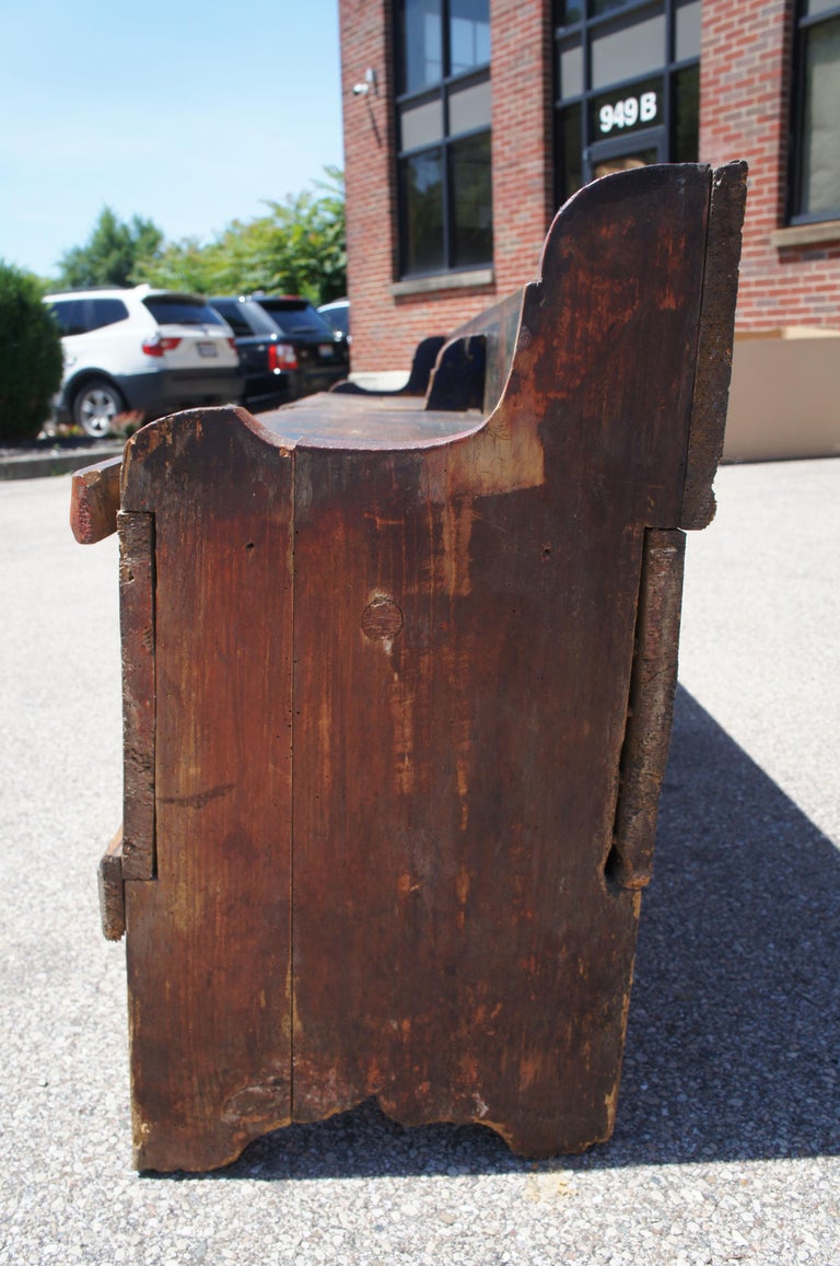 Long Antique Hungarian Pine Storage Bench Hand Painted Folk Art Seat ...