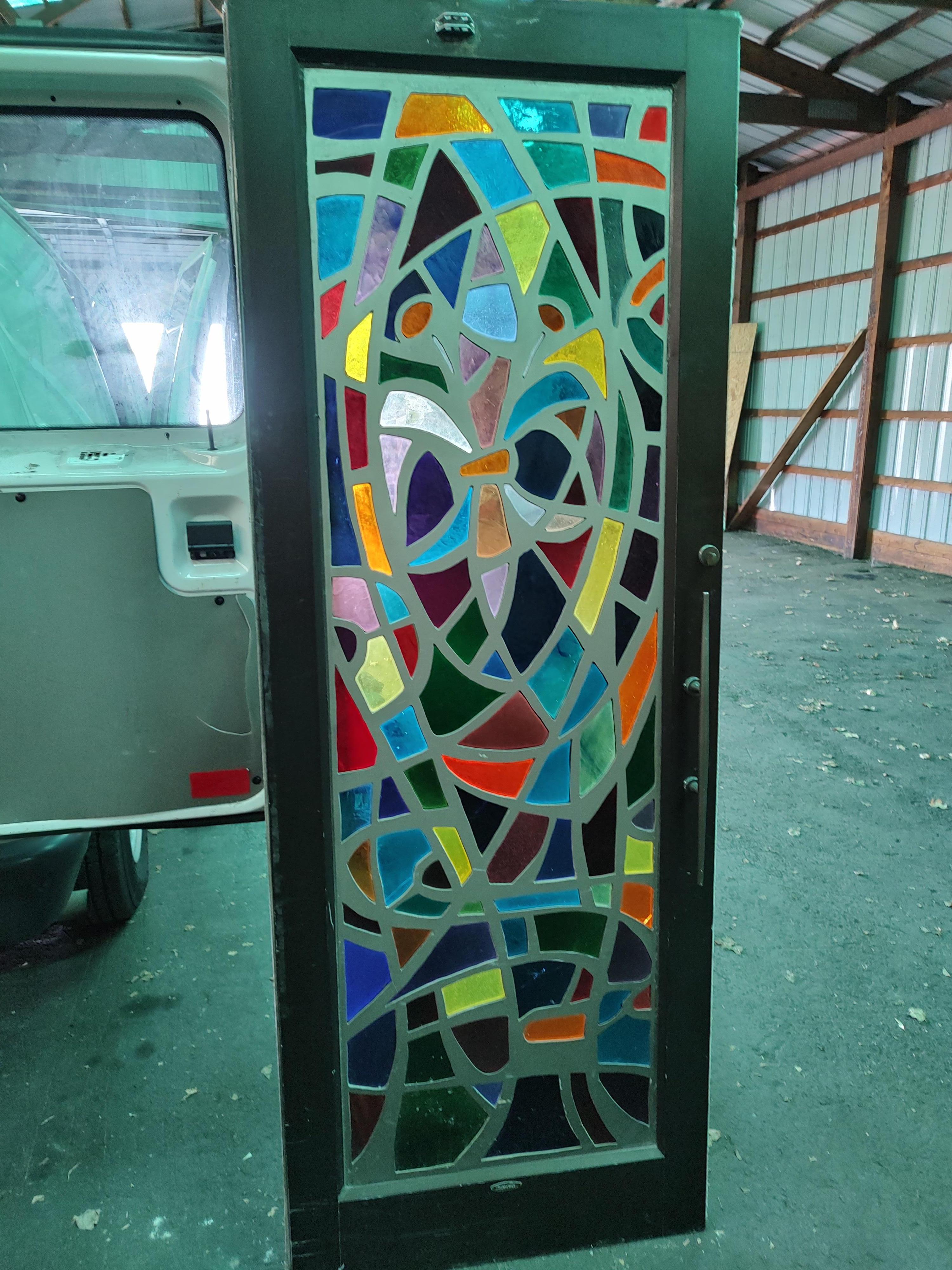 10 Mid Century Modern Architectural Abstract Stained Glass Paneled ...
