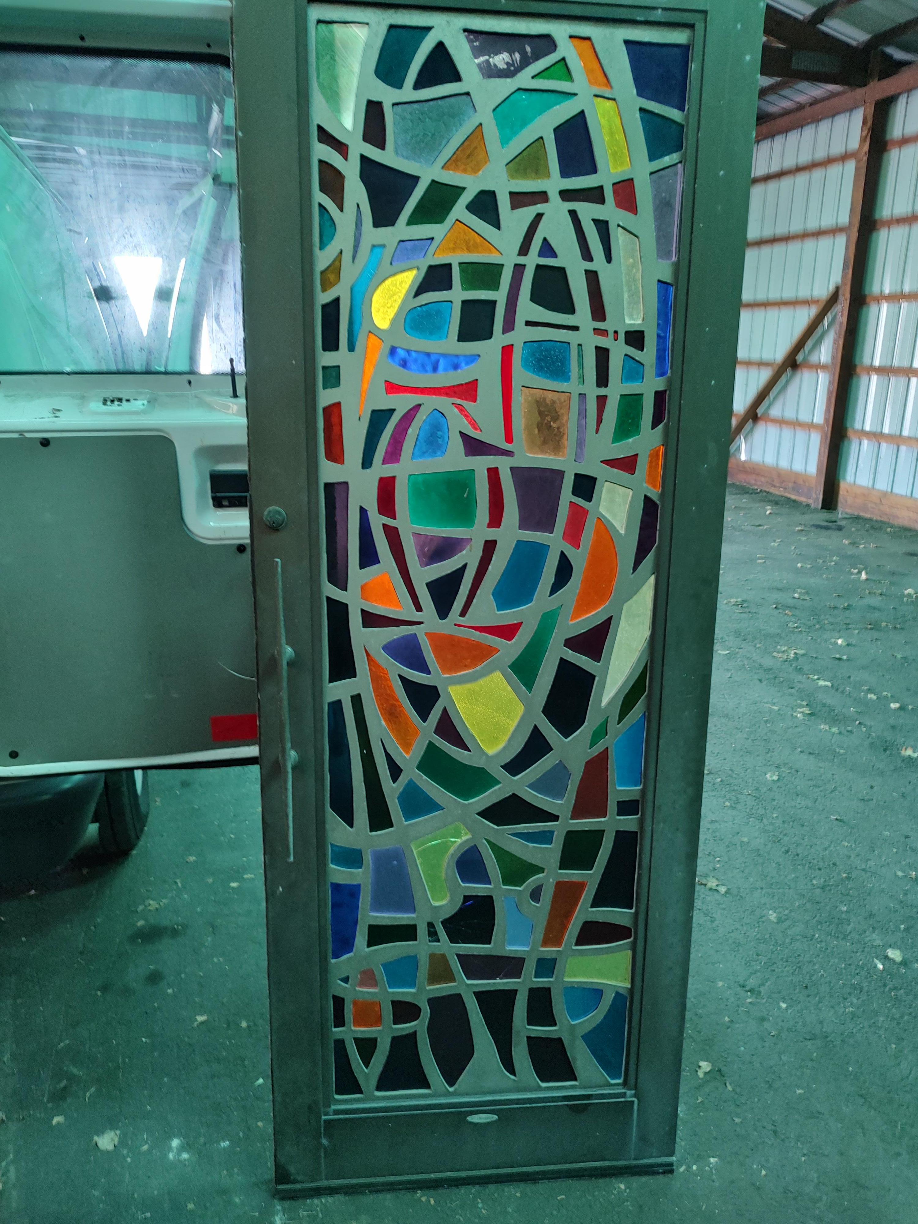 10 Mid Century Modern Architectural Abstract Stained Glass Paneled ...