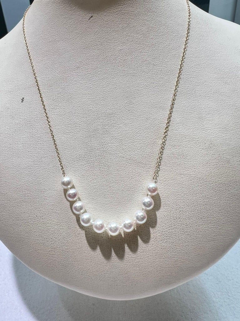 10 Pieces Akoya Pearls Add a Pearl Necklace with 14k Yellow Gold Chain ...