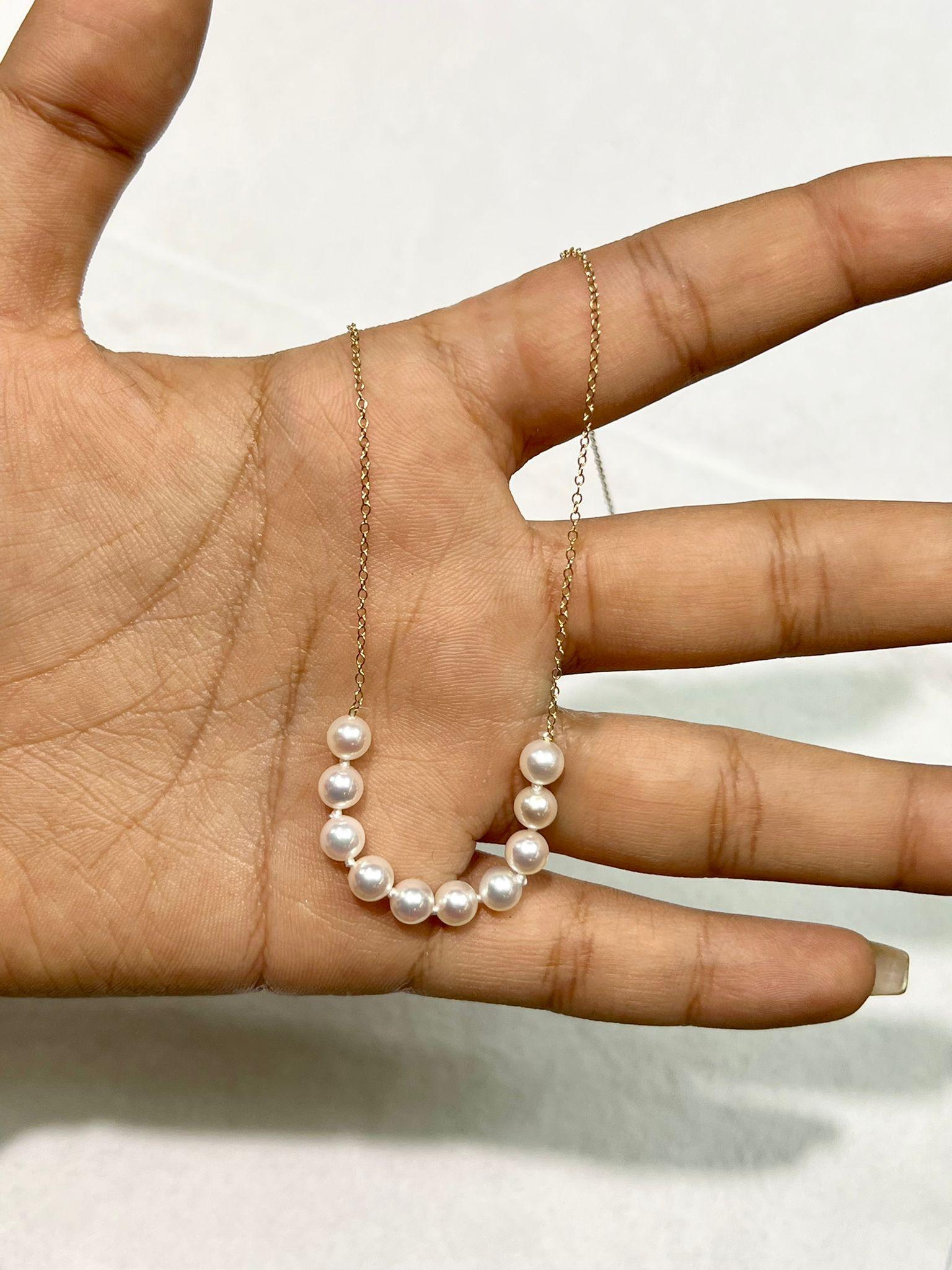 10 Pieces Akoya Pearls Add a Pearl Necklace with 14k Yellow Gold Chain ...